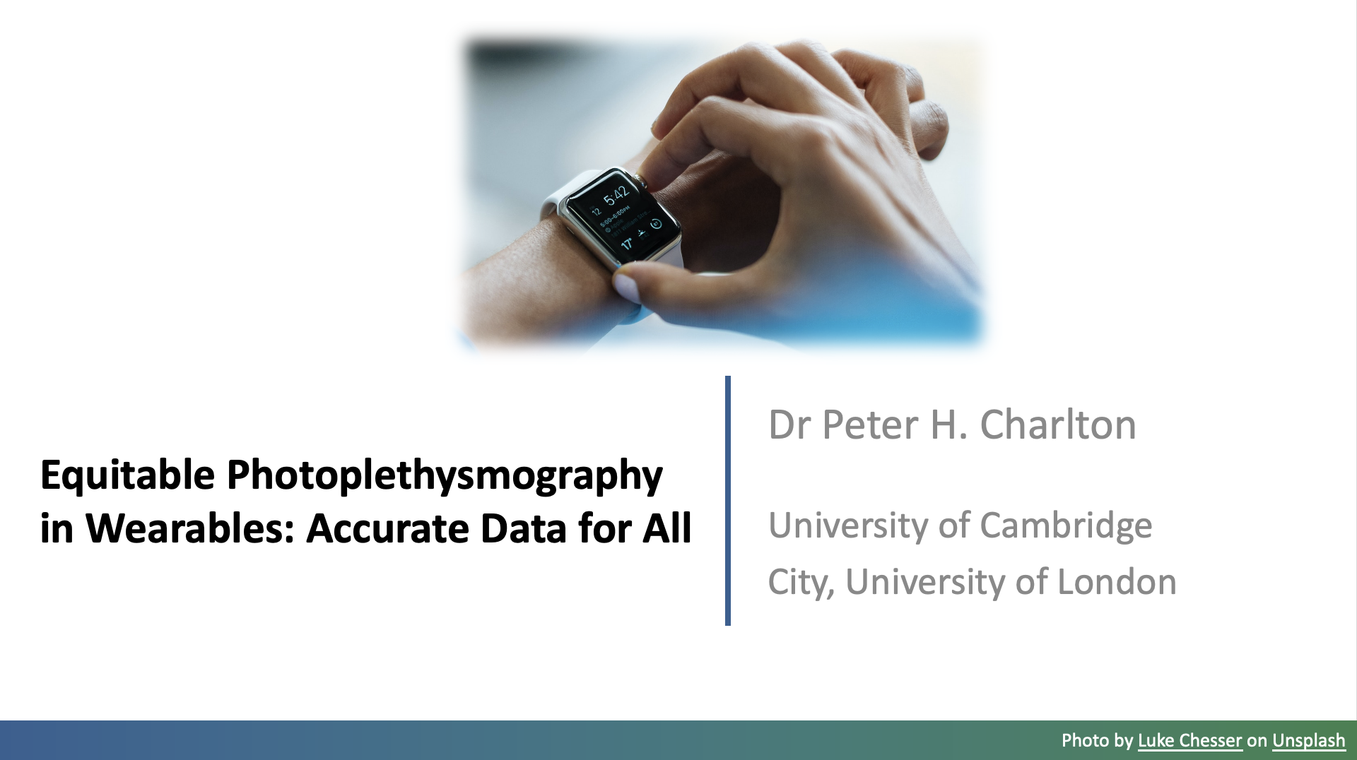 Equitable photoplethysmography in wearables | Peter Charlton